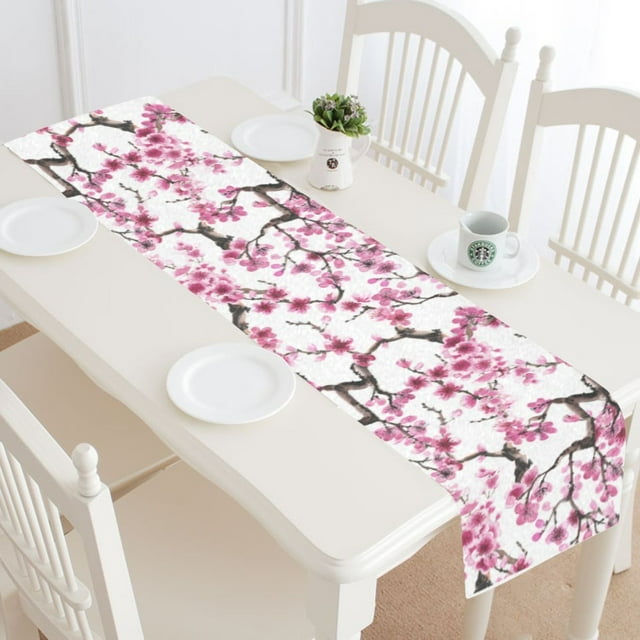 MYPOP Flower Japanese Sakura Table Runner Home Decor 14x72 Inch,Japan ...