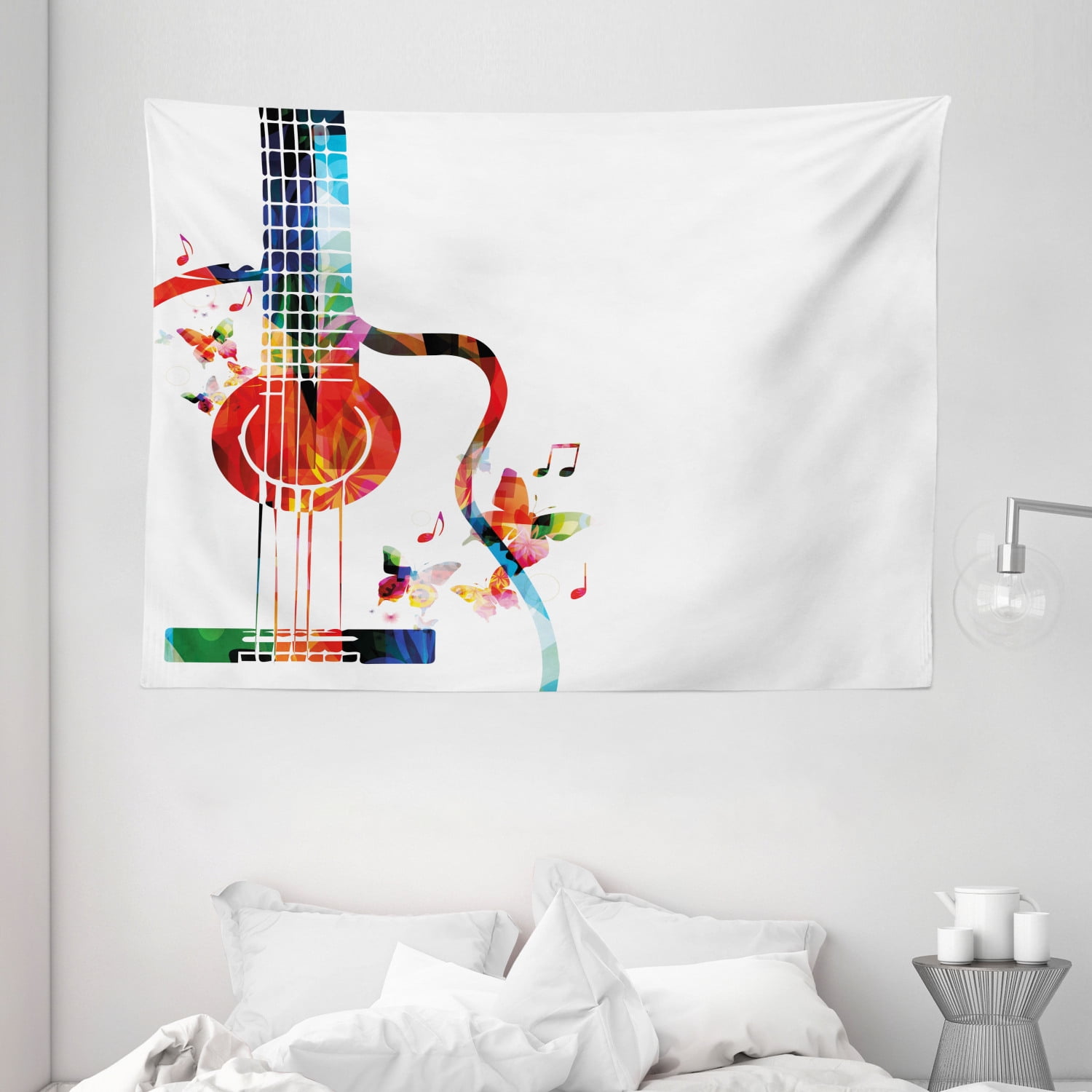 Guitar Tapestry, Colorful Polygonal Musical Instrument Strings ...