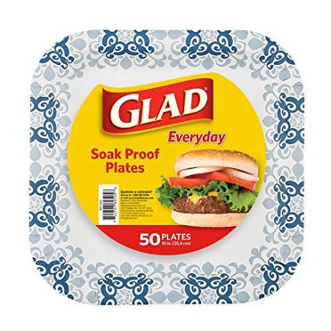 Glad Paper Plates, Square, 10.25", Green, 50 Ct - Walmart.com
