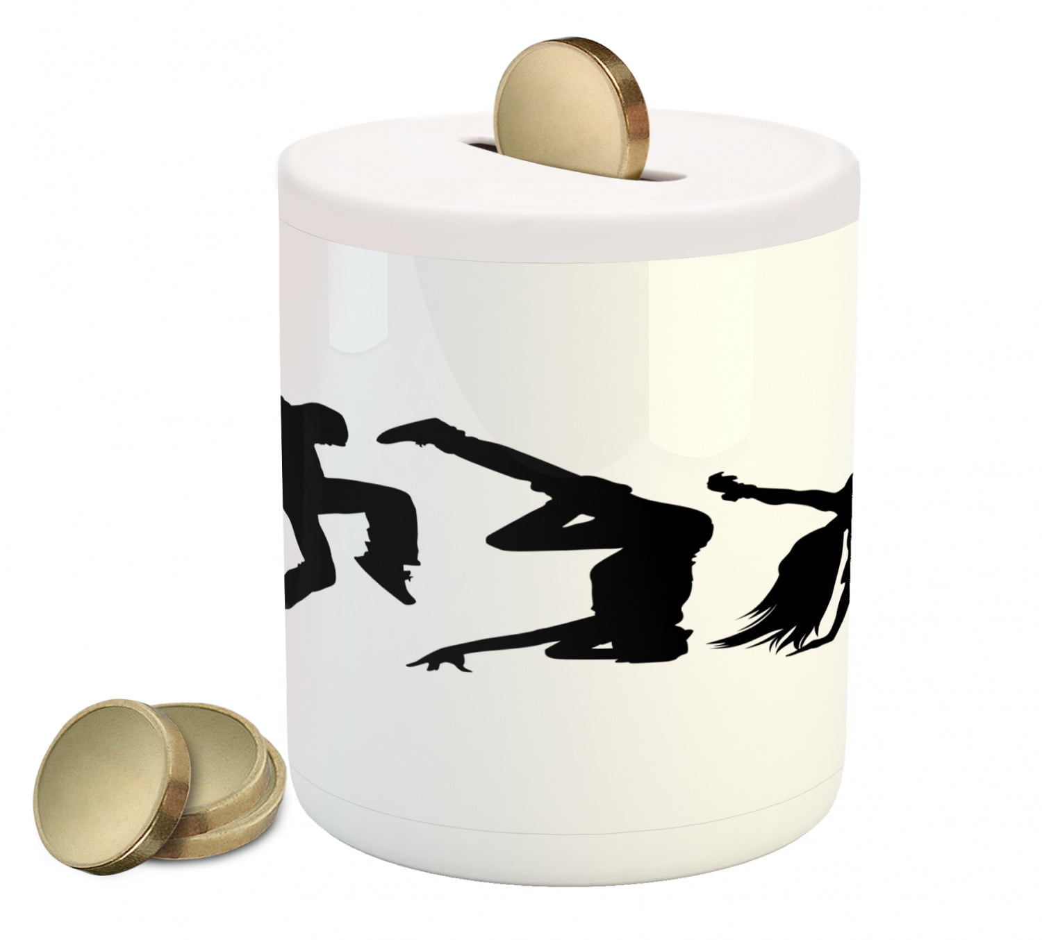 Hip Hop Piggy Bank, Breakdancer Women Silhouettes Doing Hand Glide up ...