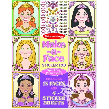 Make-a-Face Sticker Pad: Sparkling Princesses - 15 Faces, 4 Sticker ...