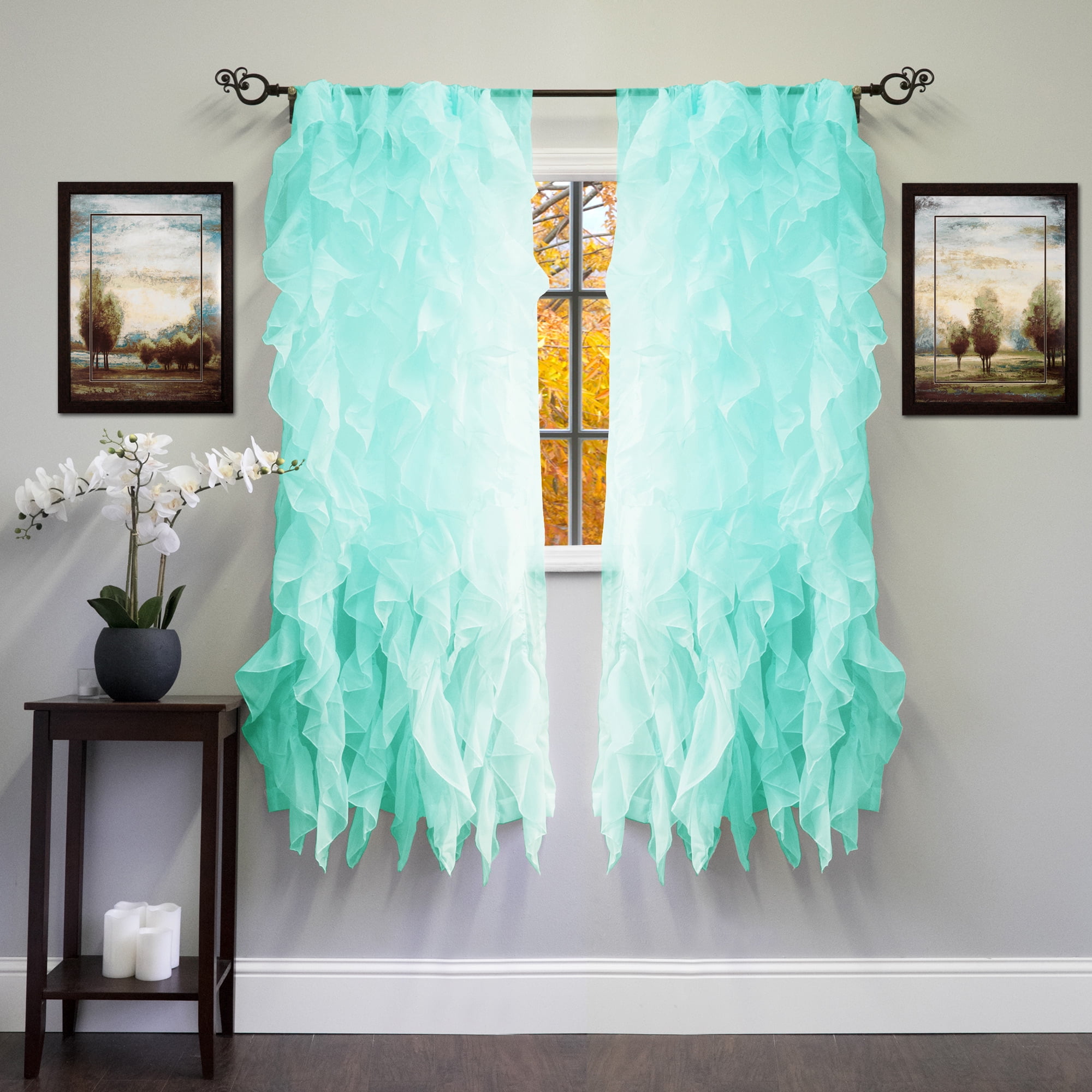 Chic Sheer Voile Vertical Ruffled Tier Window Curtain Single Panel 50 ...