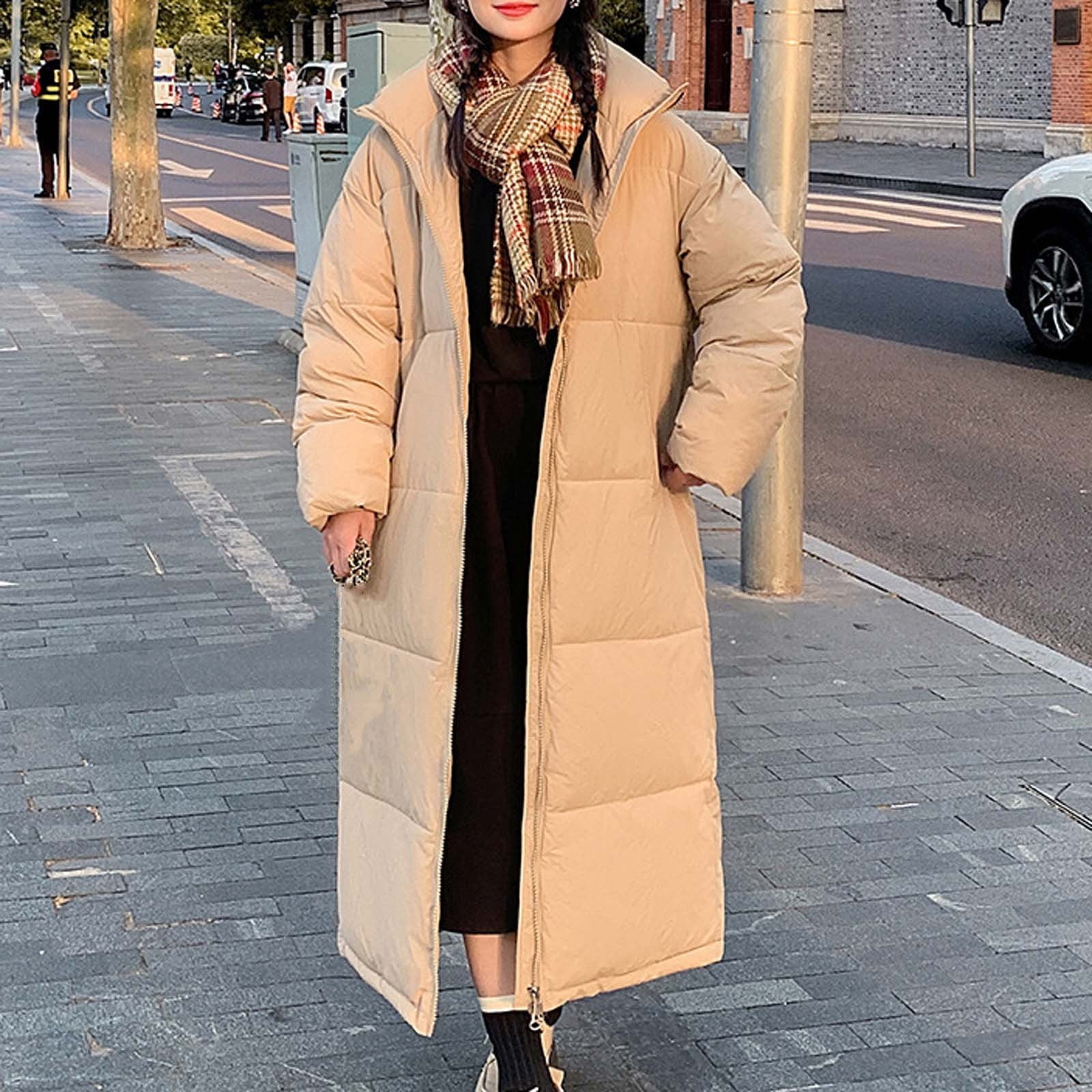 Click here for Aqestyerly Womens Long Down Jacket Solid Color Loo... prices