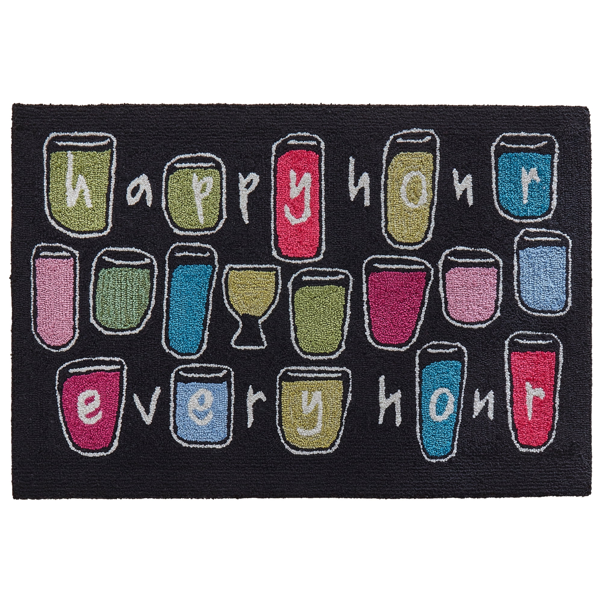 Liora Manne Frontporch Happy Hour Every Hour Indoor/Outdoor Rug Black ...