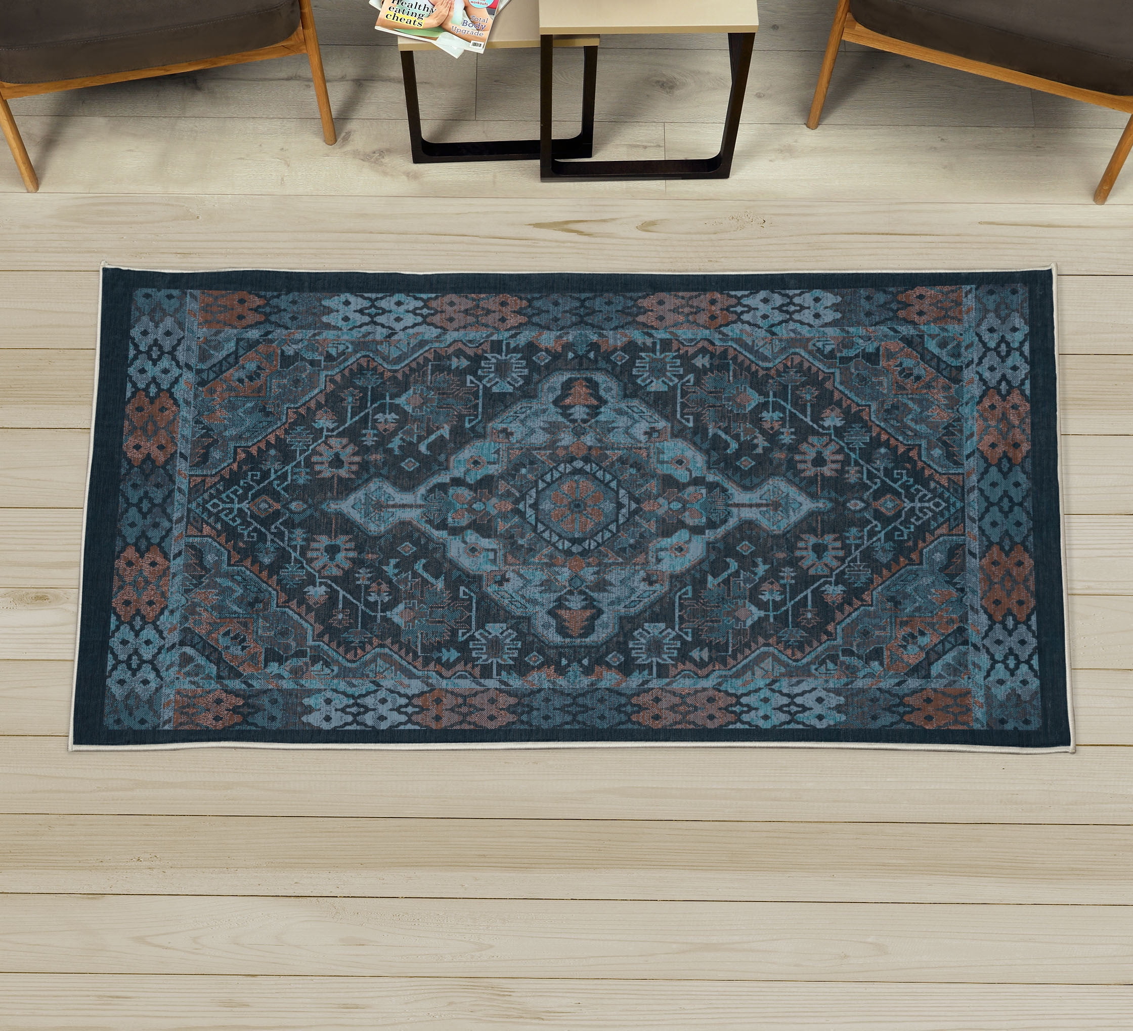 Ethnic Decorative Rug, Geometric Abstract Shapes Coming from Past Art ...