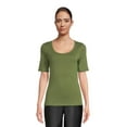 Time And Tru Womens Scoop Neck Tee With Elbow Length Sleeves 2 Pack