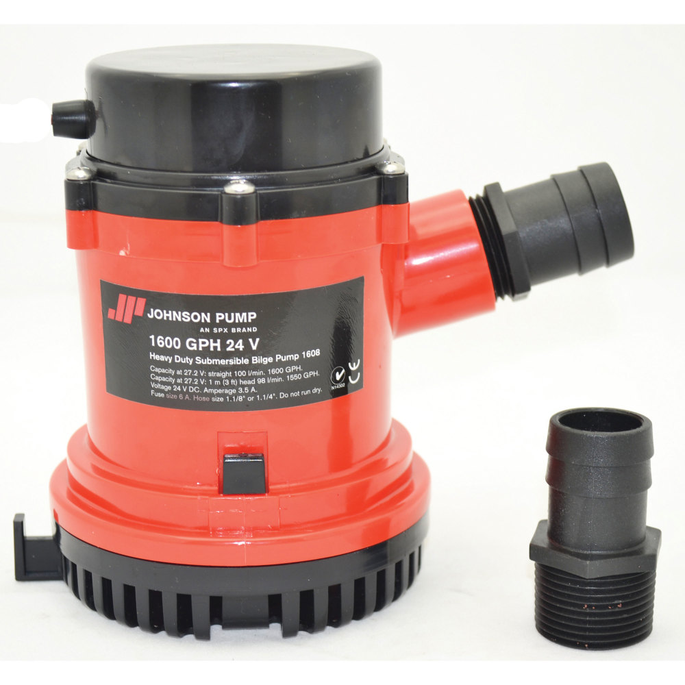 Johnson Pump 16084-00 Heavy Duty Bilge Pump, 1600 GPH - 24 Volt ...