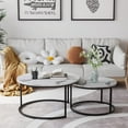 Semiocthome White Modern Round Nesting Coffee Table Set, Small ...