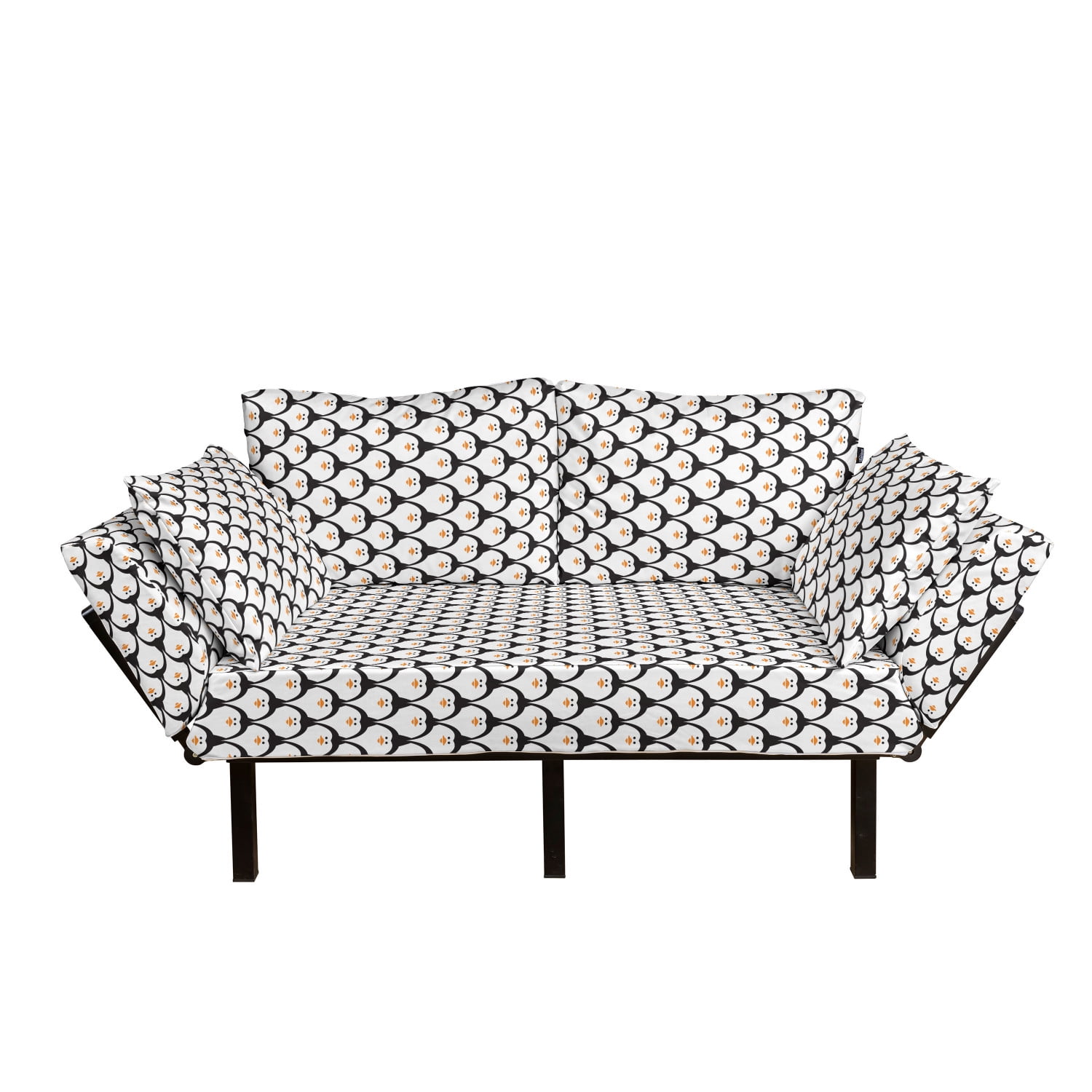 Penguins Futon Couch, Repeated Pattern of Funny Arctic Creatures Animal ...