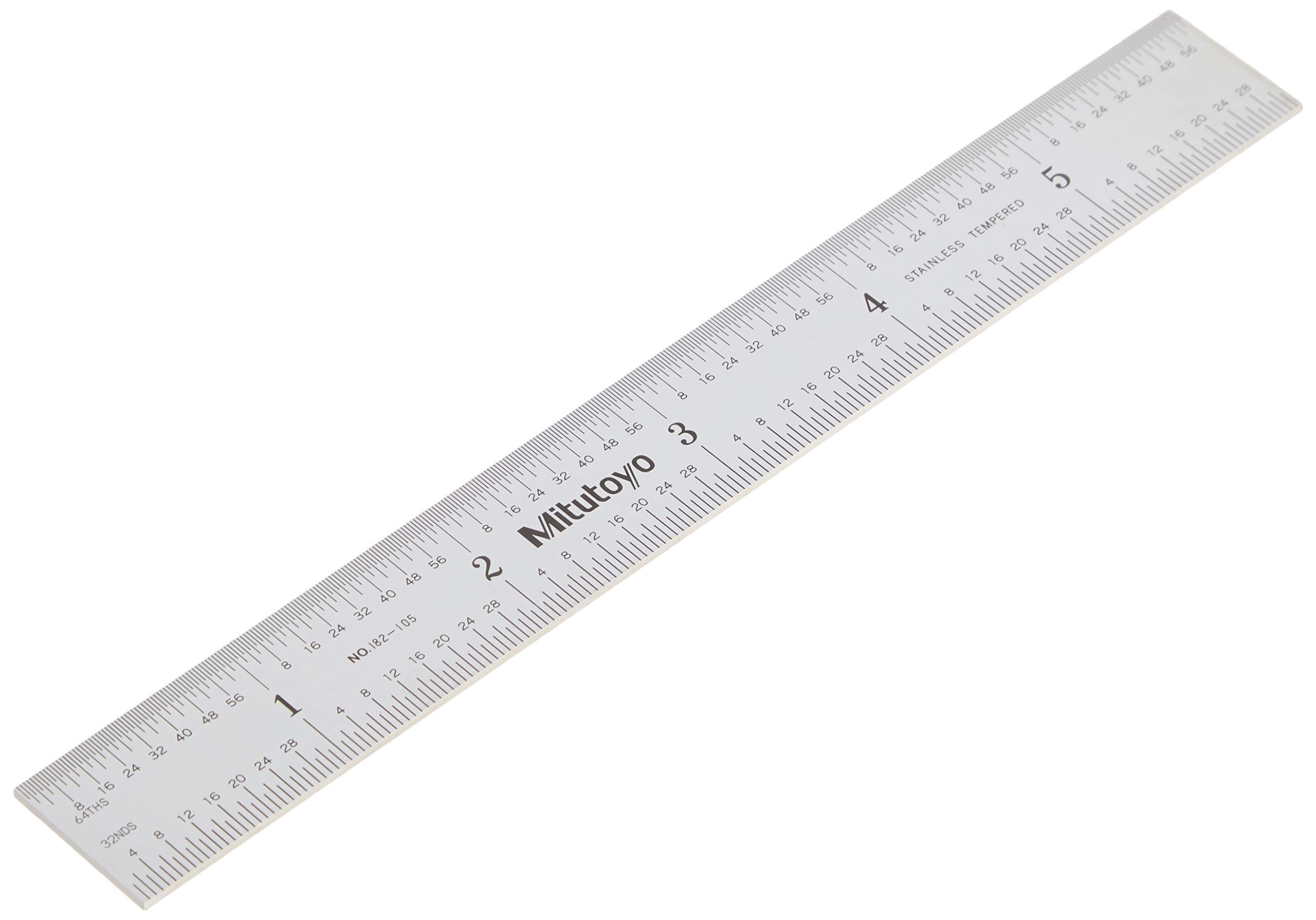 Regla de acero Mitutoyo 182-105 de 6 cm con graduaciones de 1/32, 1/64 ...