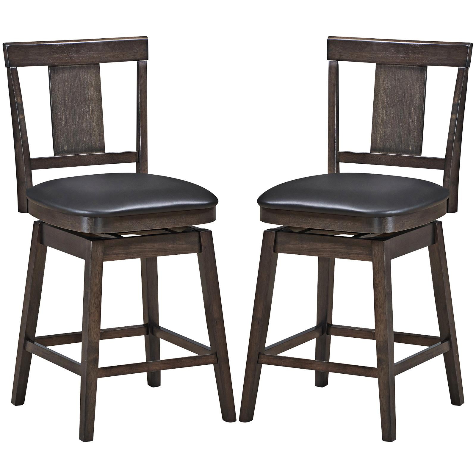 Giantex 24 inch Bar Stools, Wooden Counter Leather Padded Seat w/360 ...