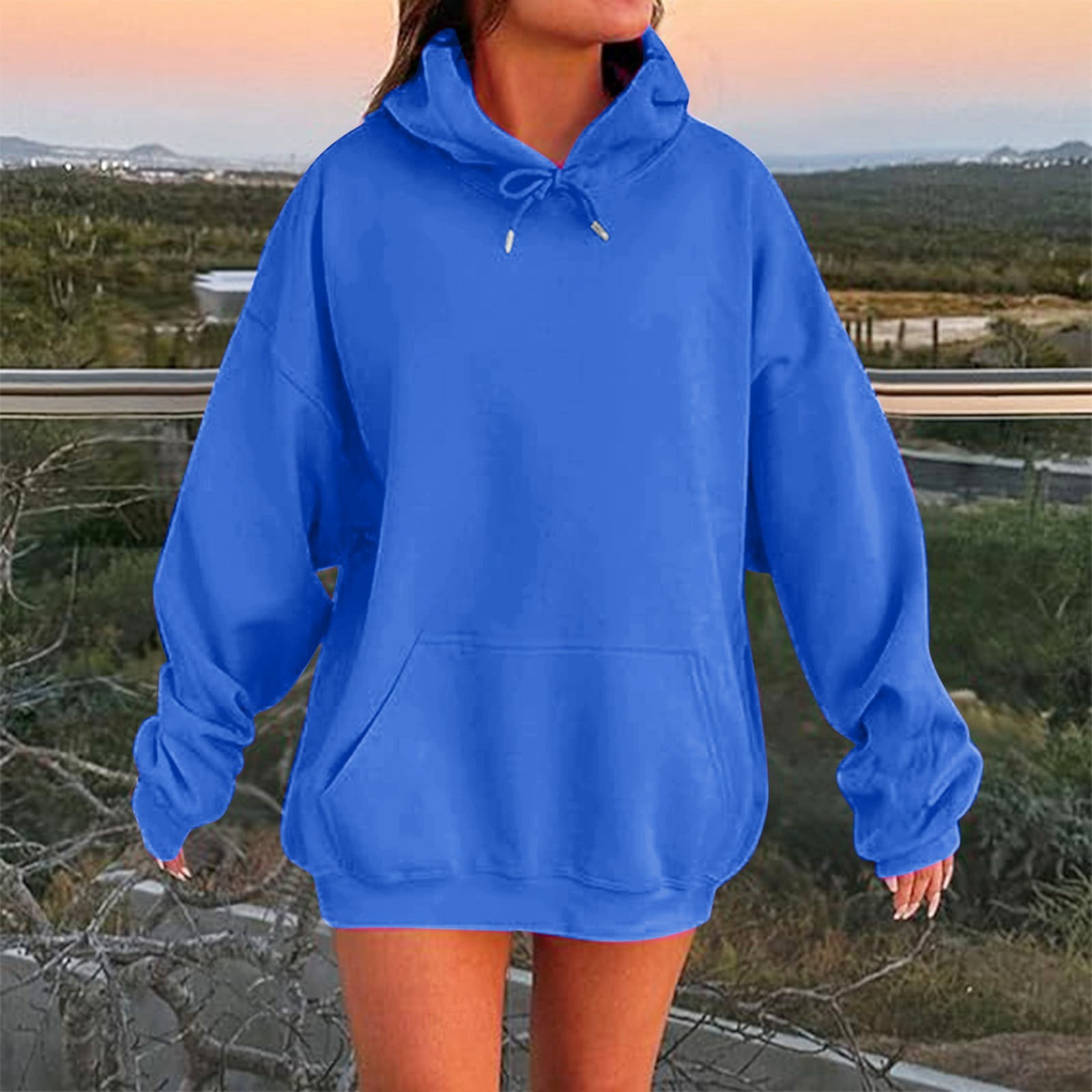 Click here for Tyuiop Womens Solid Color Drop Shoulder Hoodie Wit... prices