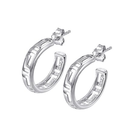 Luxury Designs Ladies Sterling Silver Greek Key Hoop Earrings | Walmart ...