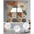 Burnt Orange Grey Black Flower Kitchen Curtains Set for Windows 3 Piece ...