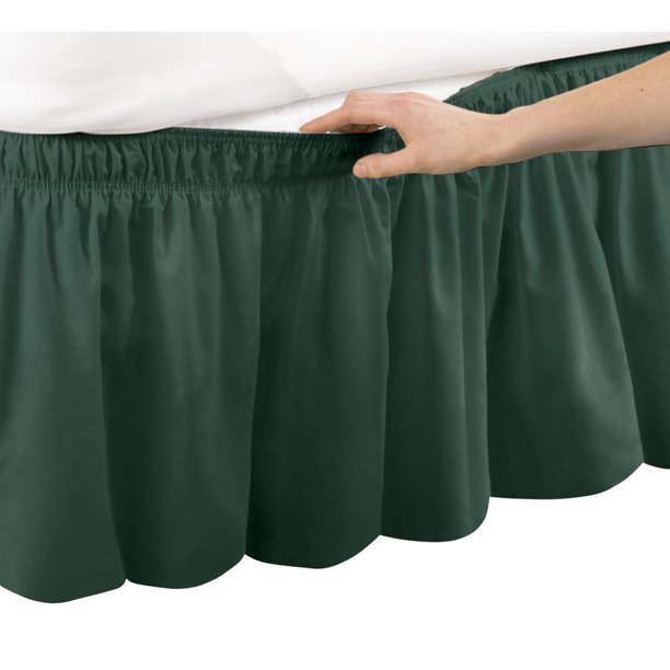 Collections Etc Wrap Around Bed Skirt, Easy Fit Elastic Dust Ruffle ...