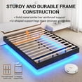 Full Size Floating Bed Frame with LED Lights, Upholstered Platform Bed ...