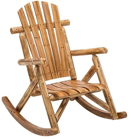DJL Wooden Outdoor Rocking Log Rocker Chair Porch, Brown - Walmart.com