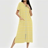 SwiftWear Women's Striped Sleep Robe with Vertical Pattern, Long Length ...