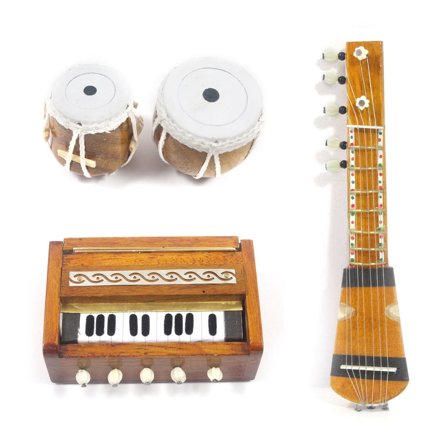 India Meets India Handmade Miniature wooden fridge magnets Tabla set ...