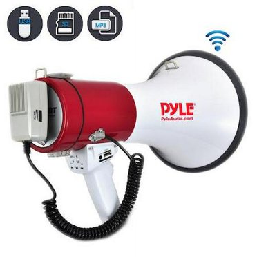 PYLE Portable Waterproof Megaphone with LED Lights & Rechargeable ...