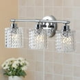 JONATHAN Y Spaulding Vintage 22" 3-Light Iron/Chevron Pattern Glass ...