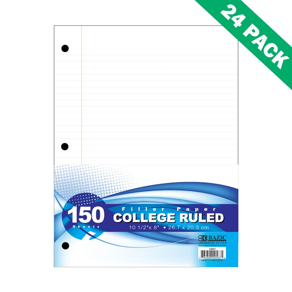 White Paper Filler, Bazic Filler Paper College Rule Notebook (24 Unit ...