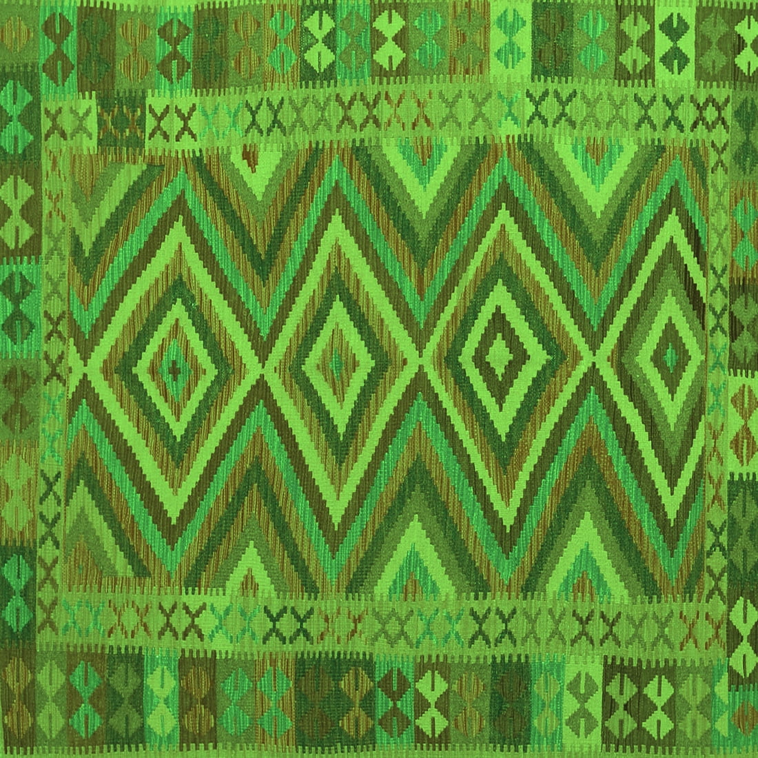 Ahgly Company Indoor Square Southwestern Green Country Area Rugs, 5 ...