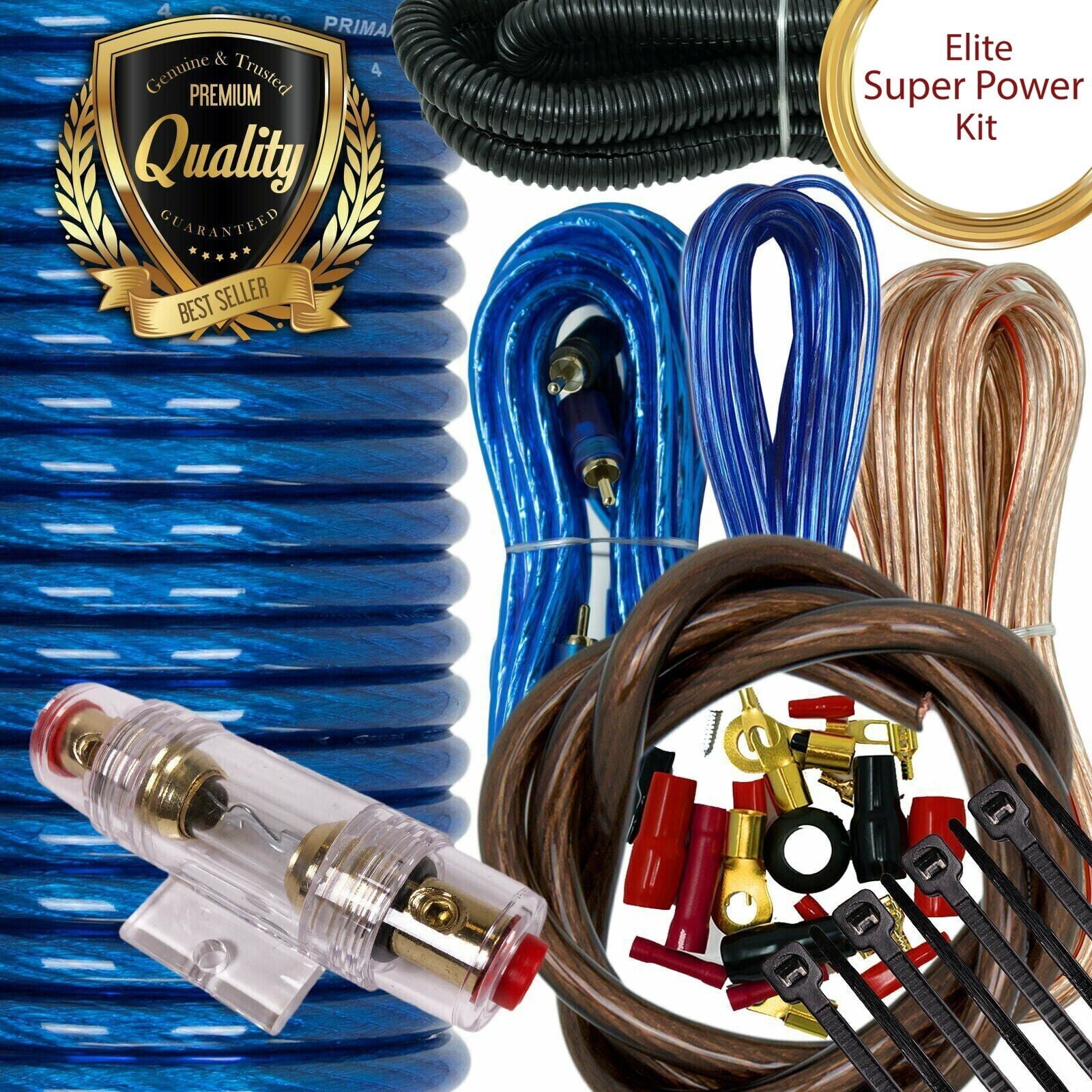 SX 4 Gauge Amp Kit Amplifier Install Wiring Complete 4 Ga Car Wires ...