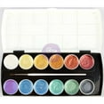 Prima Metallic Accents Semi-Watercolor Paint Set-12 Cakes & Brush ...