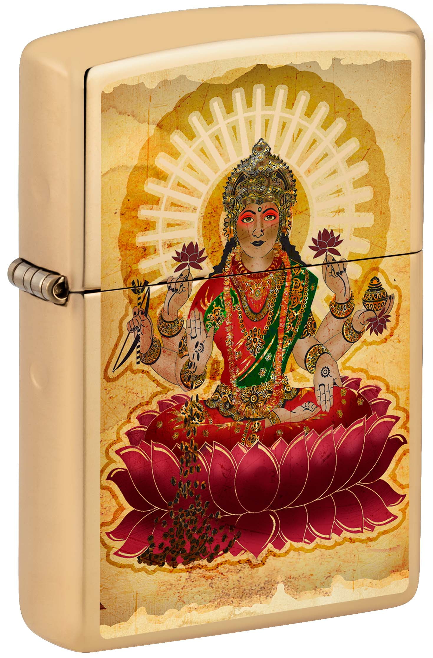 Zippo Lighter: Hindu Goddess Lakshmi - High Polish Brass 81059 ...
