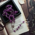 Purple Bead Cross Rosary Necklace Holy Catholic Jewelry Charm Crafts ...