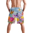 Colorful Butterflies Flying Spring Flowers Men's Swim Trunks Beach ...