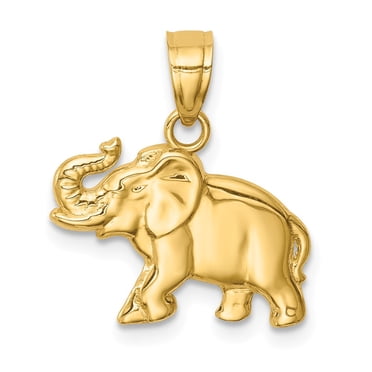 Finest Gold 17 mm 14K Yellow Gold 3-D Elephant Pendant - Walmart.com