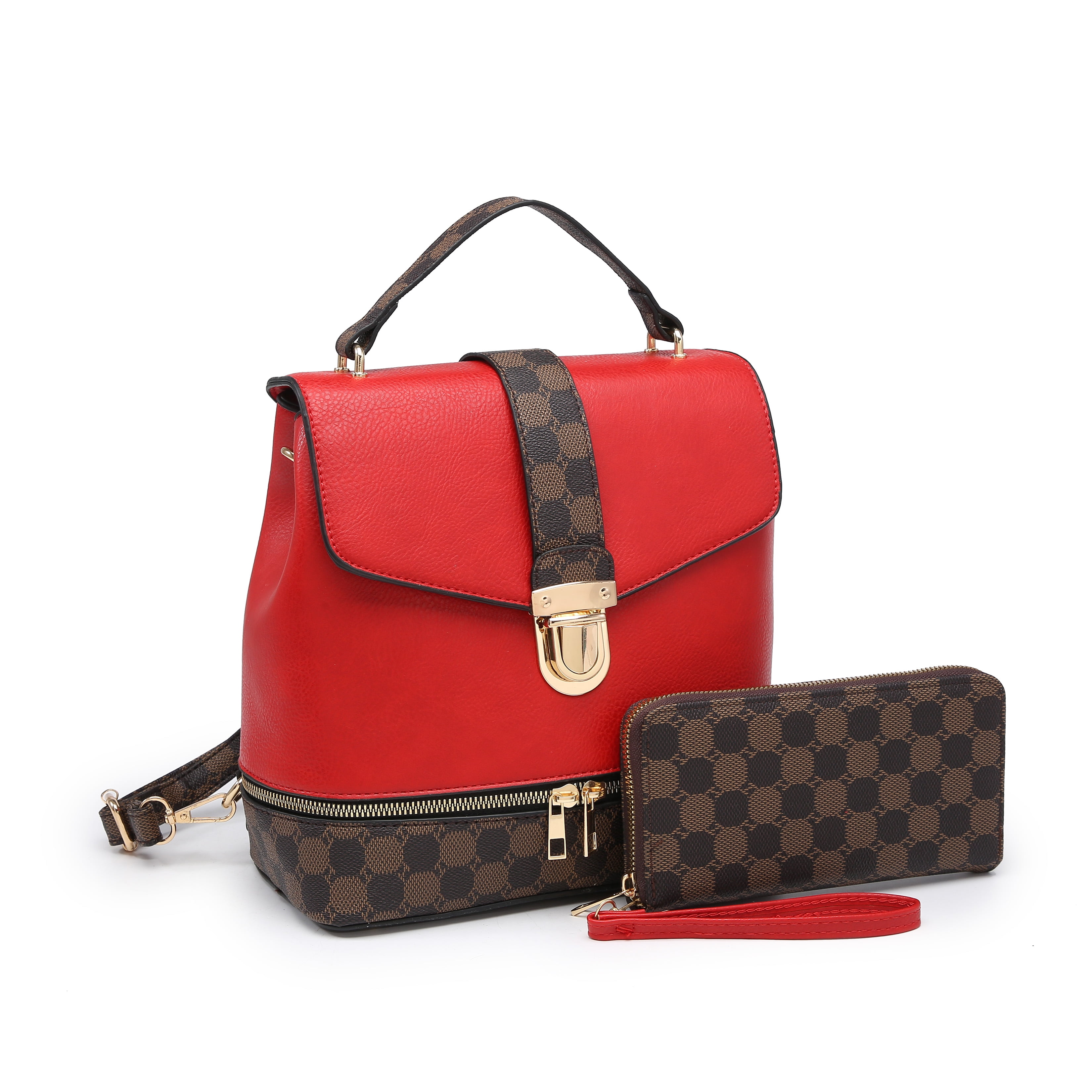 Poppy Women's Leather Purses and Handbags Set Top Handle Satchel Bags ...