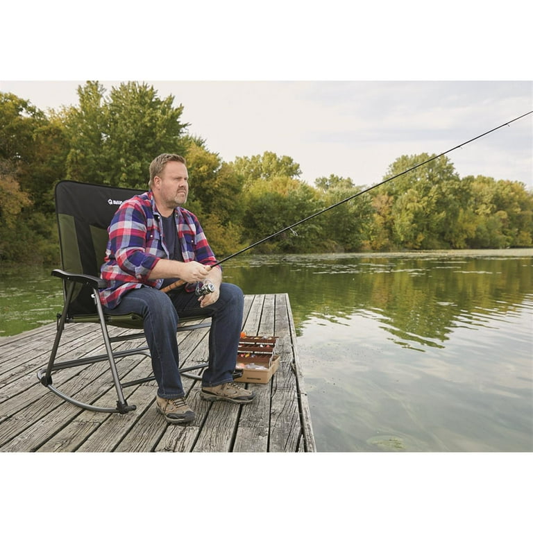 Guide Gear Oversized XXL Rocking Camp Chair 600 lb. Capacity Green Black Hunter Green Black