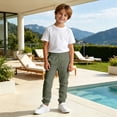 Boys Casual Solid Color Trousers Comfortable Elastic Waist Soft Blend ...