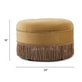 Maklaine Traditional Tufted Decorative Round Ottoman in Gold Velvet ...