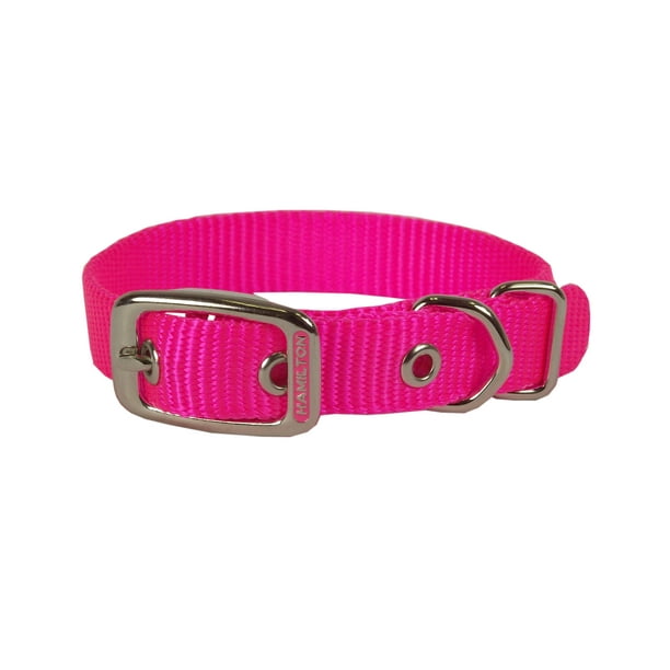 Hamilton 5/8" Single Thick Nylon Deluxe Dog Collar, 16 inch, Hot Pink ...
