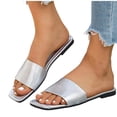Bkhluea Women Embossed Square Toe Flat Slide Sandals Comfortable ...
