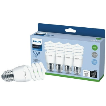 Philips 13W T2 Mini Twister CFL Light Bulb, Daylight 6500K, 60W ...