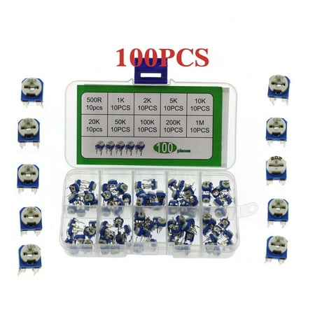 Redcolurful 100pcs Rm065 Carbon Film Horizontal Trimpot Potentiometer ...