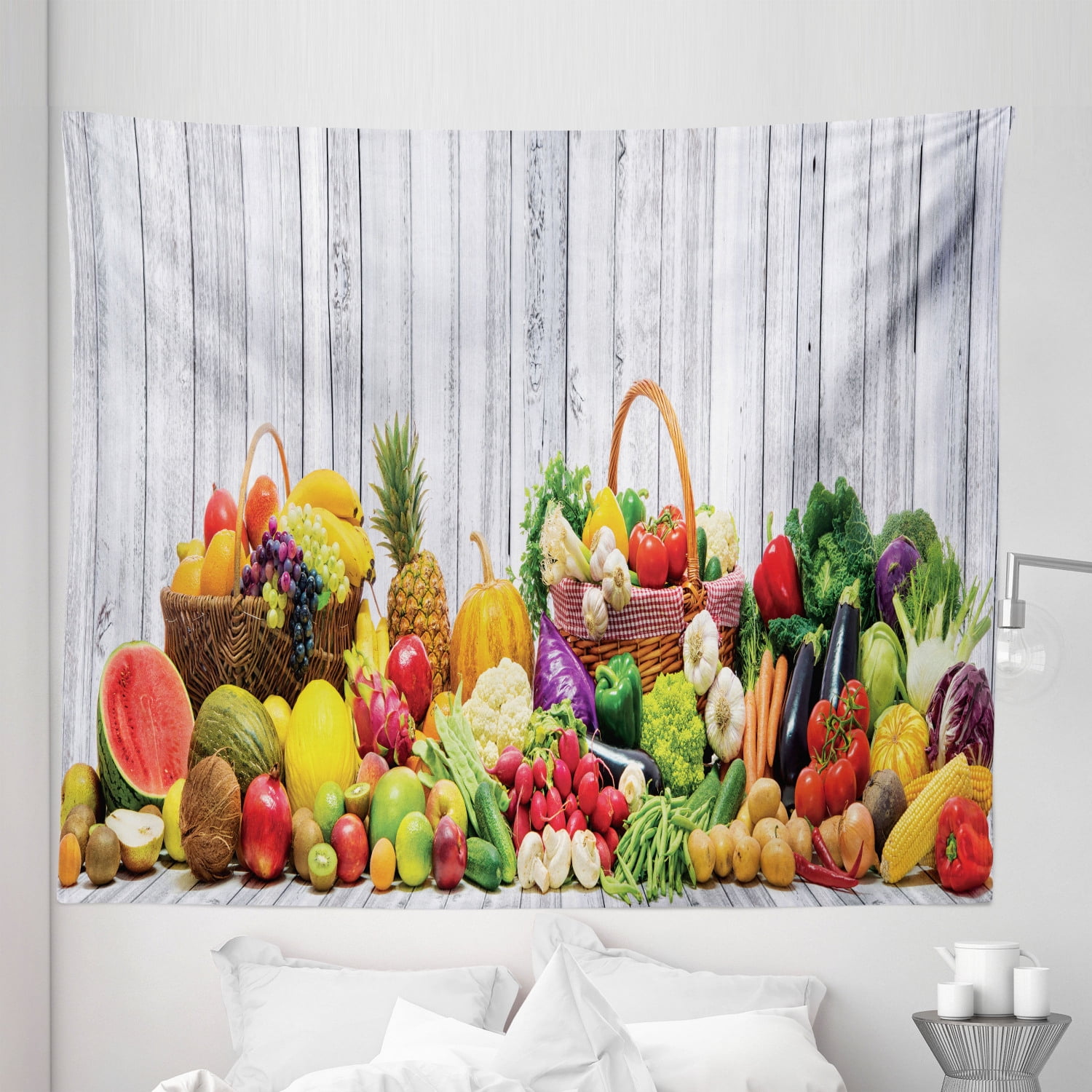 Food Tapestry, Tropical Exotic Eats Picture with Fruits and Veggies ...