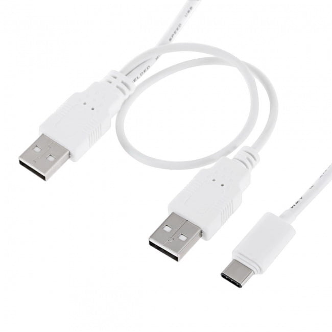 FVH USB 3.1 Type C USB-C to Dual A Male Extra Power Data Y Cable for ... FVH USB 3.1 Type C USB-C to Dual A Male Extra Power Data Y Cable for ...
