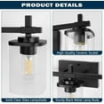 PYNSSEU 24" 3-Light Matte Black Bathroom Light Fixtures with Clear ...