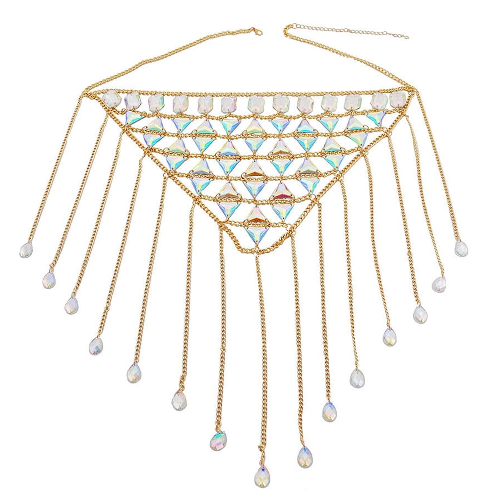 Rhinestone Body Chain Waist Belly Chain Skirt Crystal Body Chain Bra ...