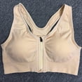 Women Full Coverage Running Bra Zipper Wireless Post Support Workout ...