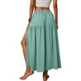 Hesxuno Women's Tiered Maxi Skirt Drawstring Elastic Waist Flowy Skirts ...
