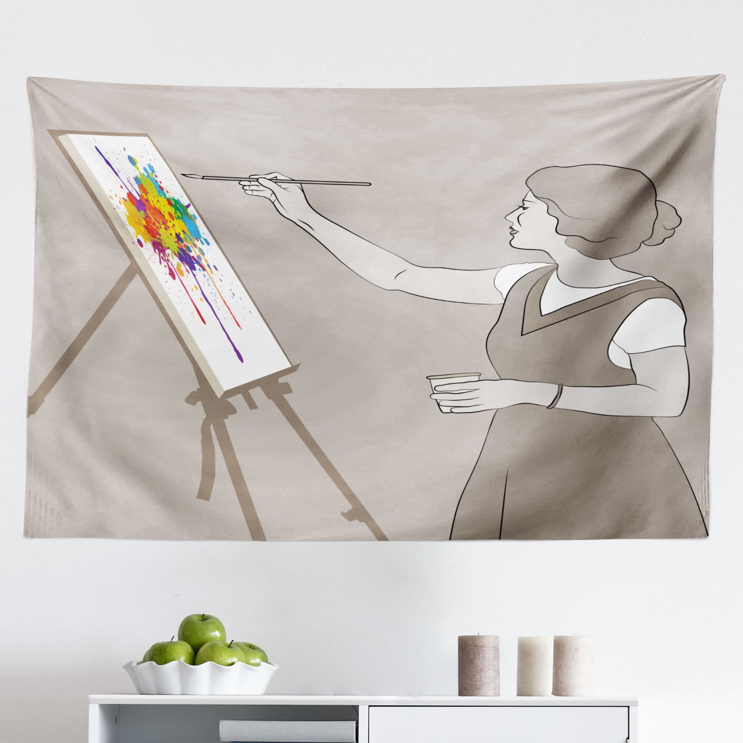 Garden Art Tapestry, Close Up Graphic Lemon Images with Leaves Sour ...