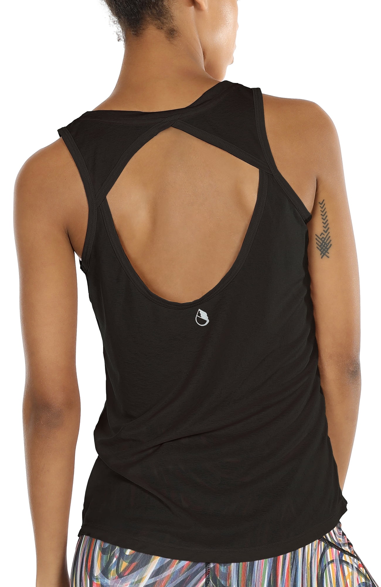 icyzone Yoga Tops Activewear Workout Clothes Open Back Fitness ...