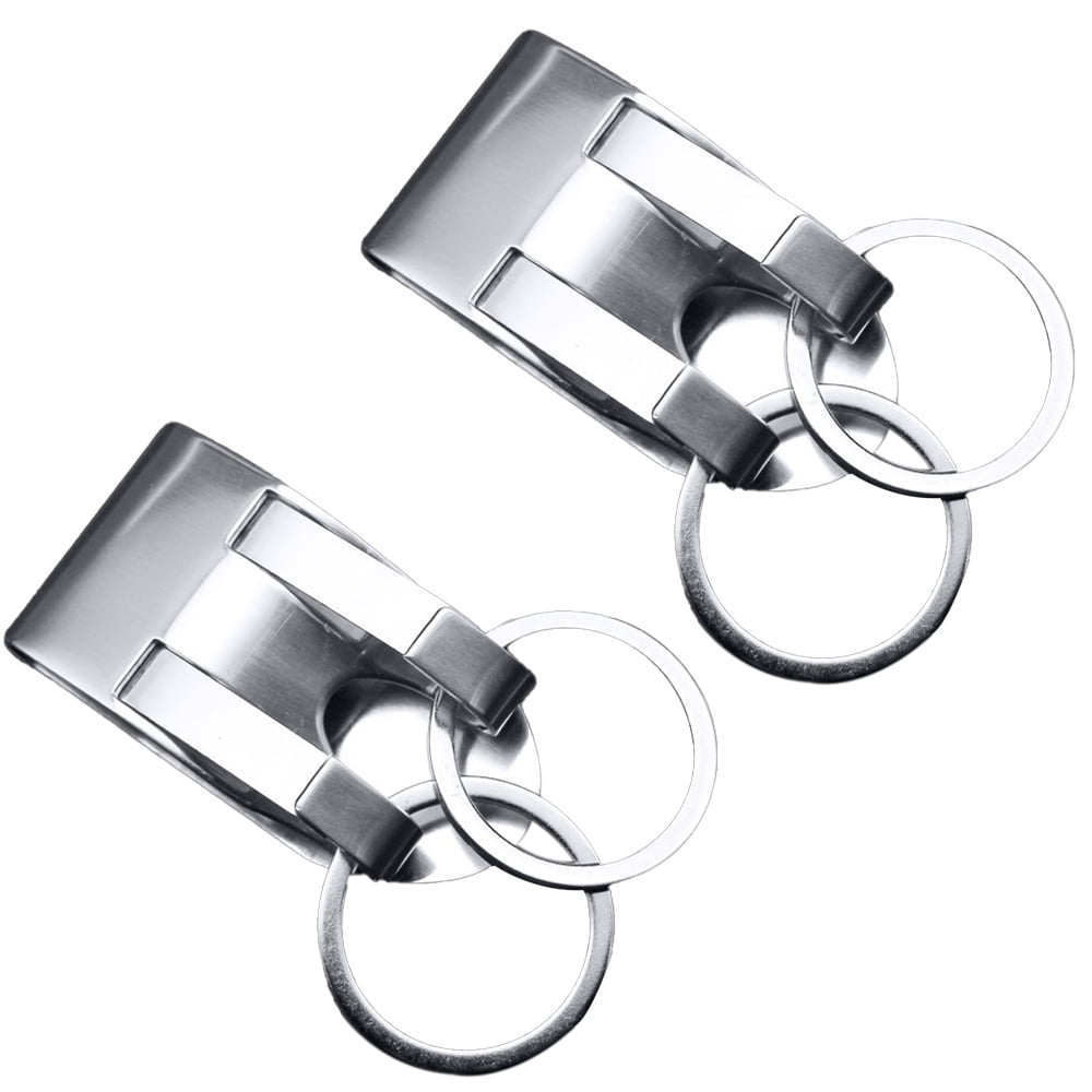 2 Pack - Secure Belt Clip Key Holder with Metal Hook Keychain Ring ...